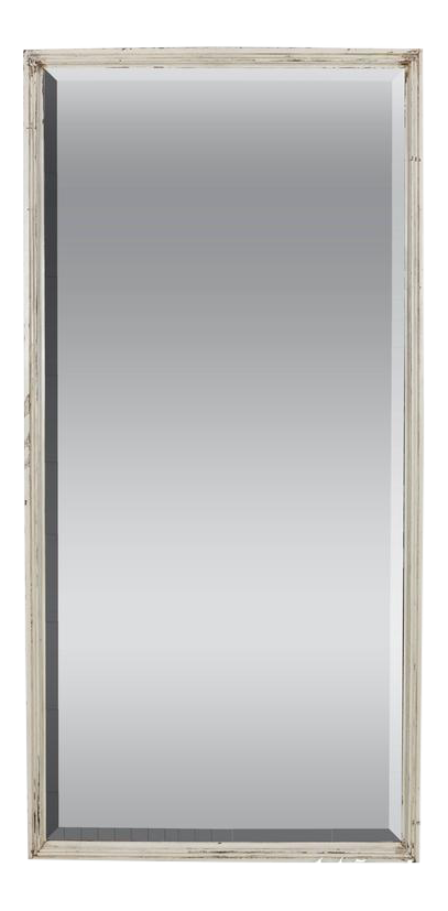 French White Framed Beveled Mirror | Chairish