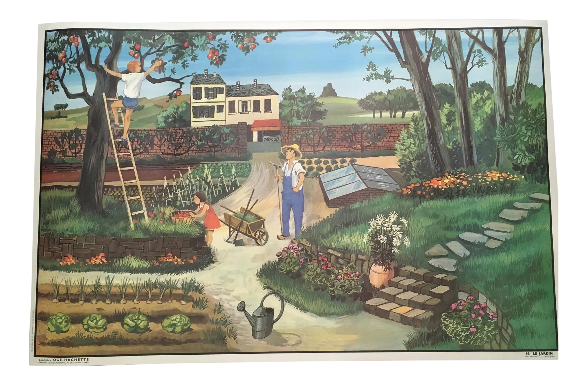 Vintage French School Two-Sided Poster - "Le Jardin/ L'Automne" | Chairish