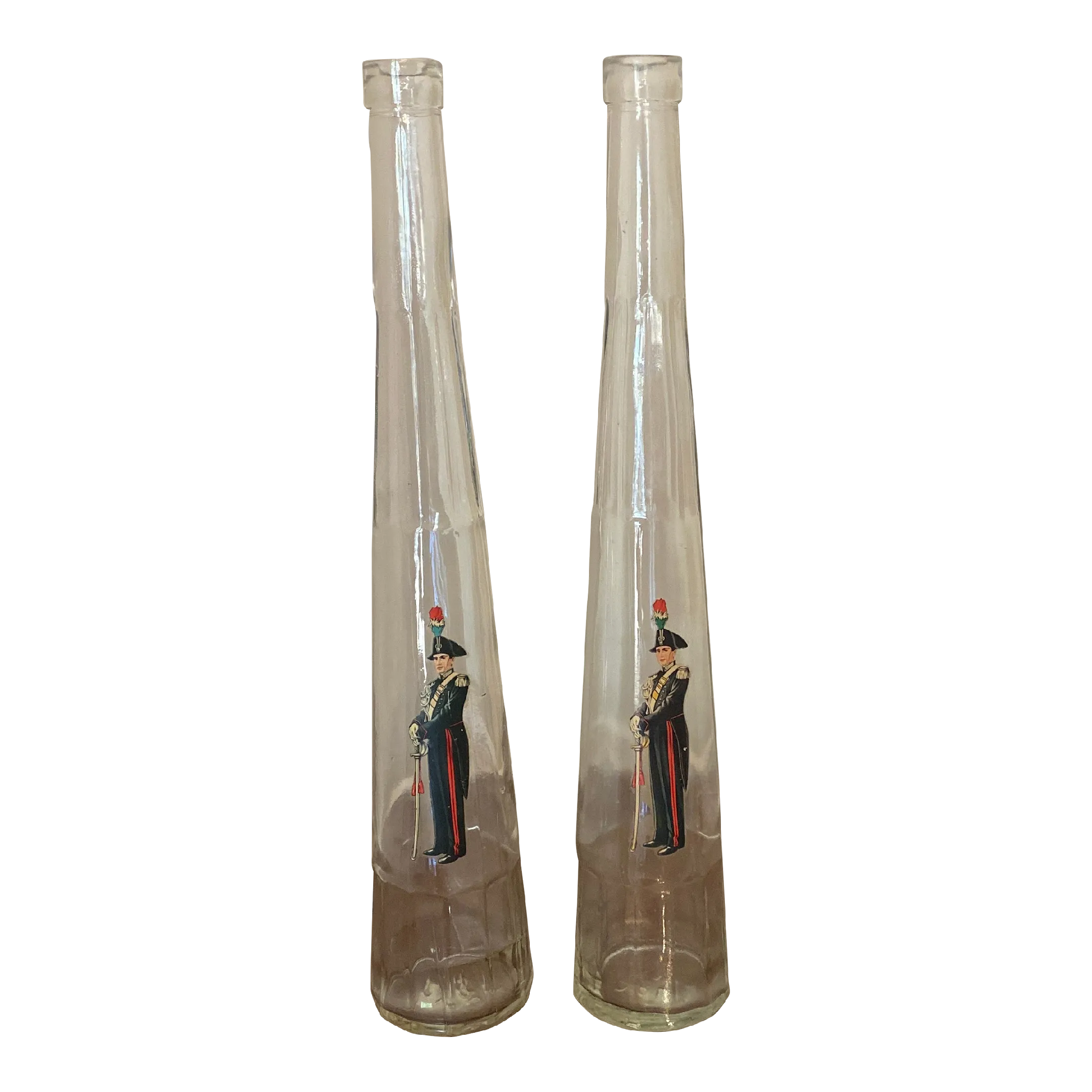 Vintage Italian Galliano Glass Soldier Liquor Bottle ~ a Pair | Chairish