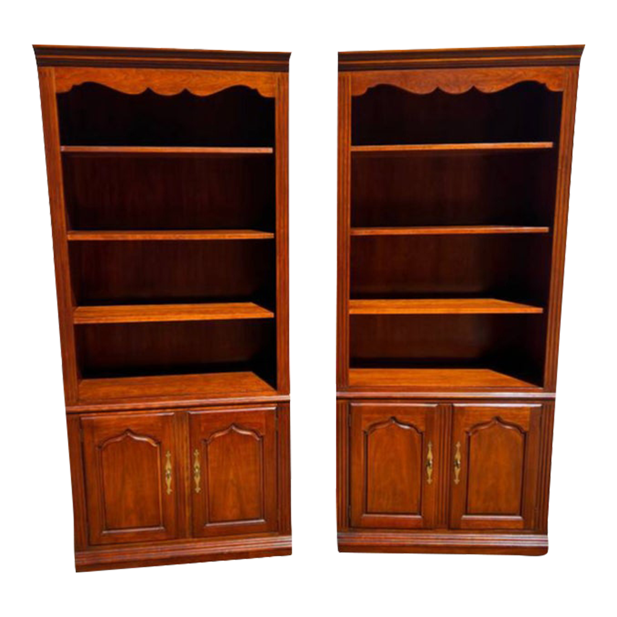Mid 20th Century Thomasville Pair Solid Cherry Bookcases | Chairish