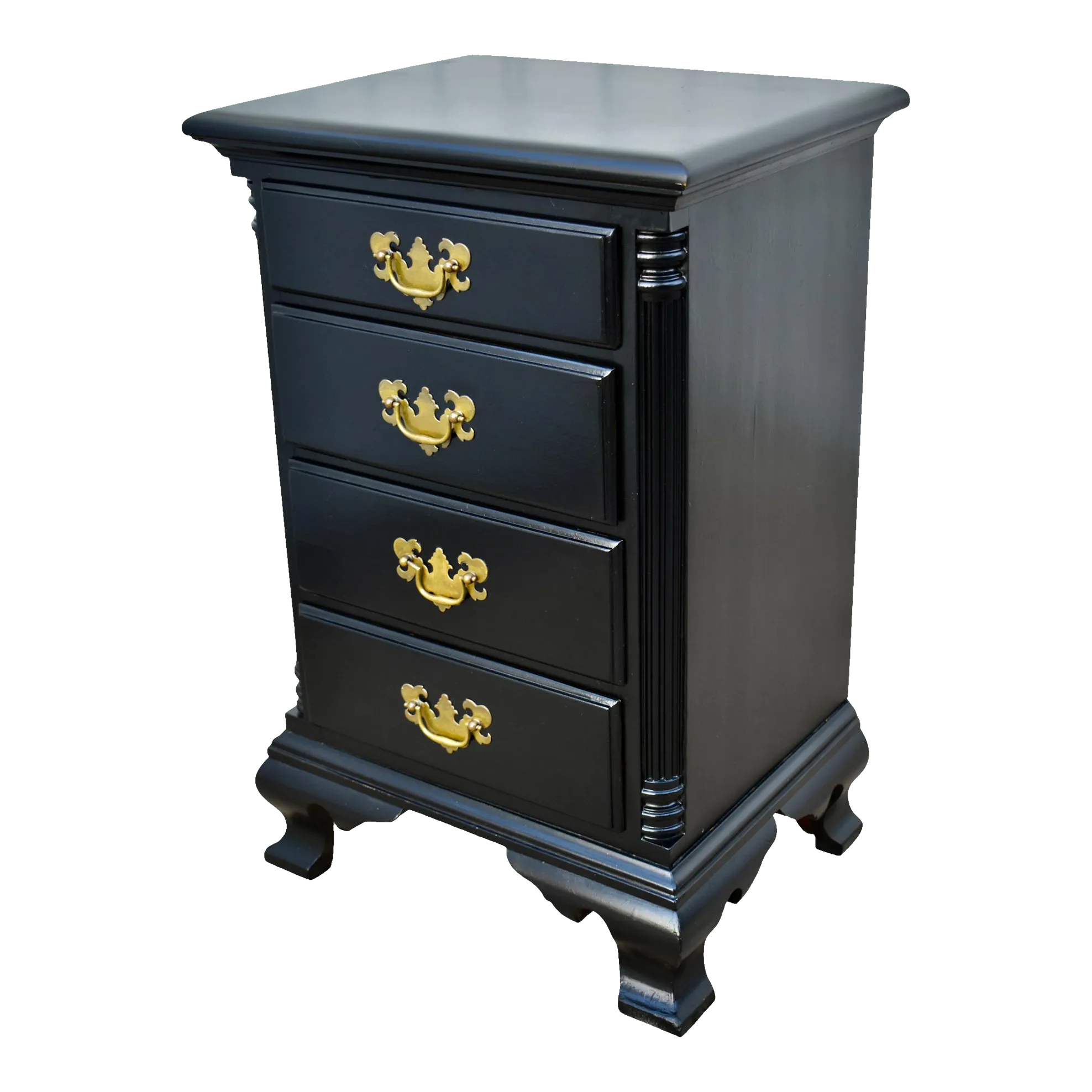 Vintage Kling Four Drawer Tarditional Style Black Nightstand | Chairish