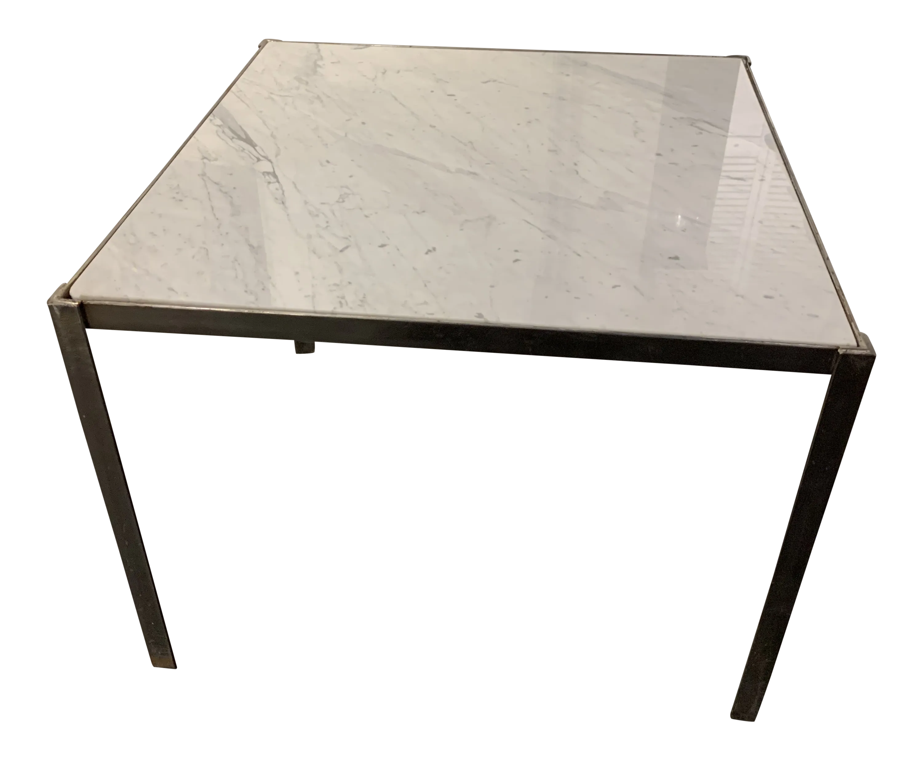 Vintage Mid-Century Modern Steelcase Marble Square Dining Table | Chairish