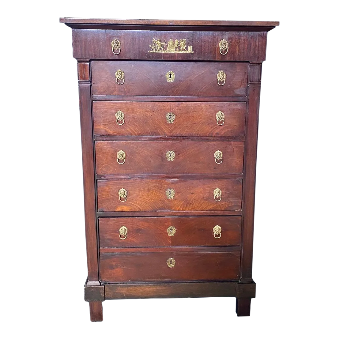 19th Century French Neoclassical Empire Bronze & Mahogany Lingerie ...