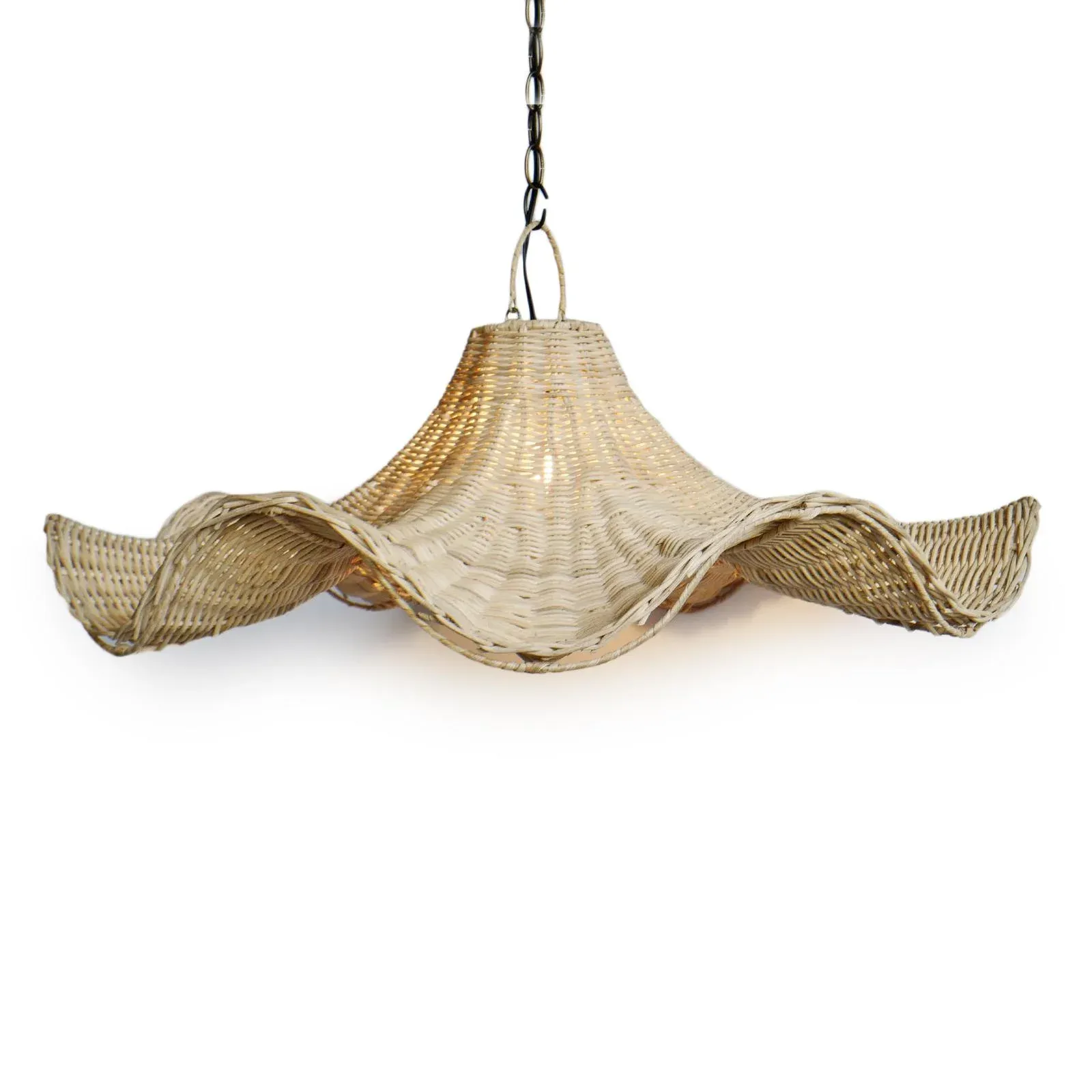Raw Rattan Skirt Pendant | Chairish