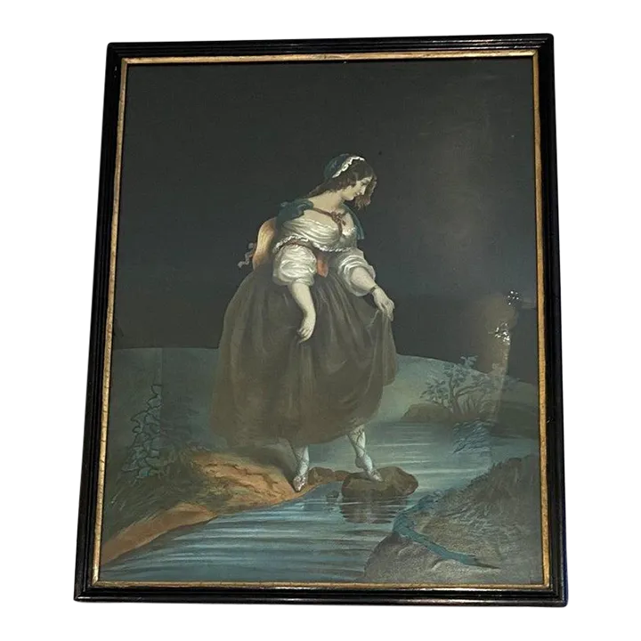 Antique 1890s English Lithograph "Imprudence" With Hand Colored ...