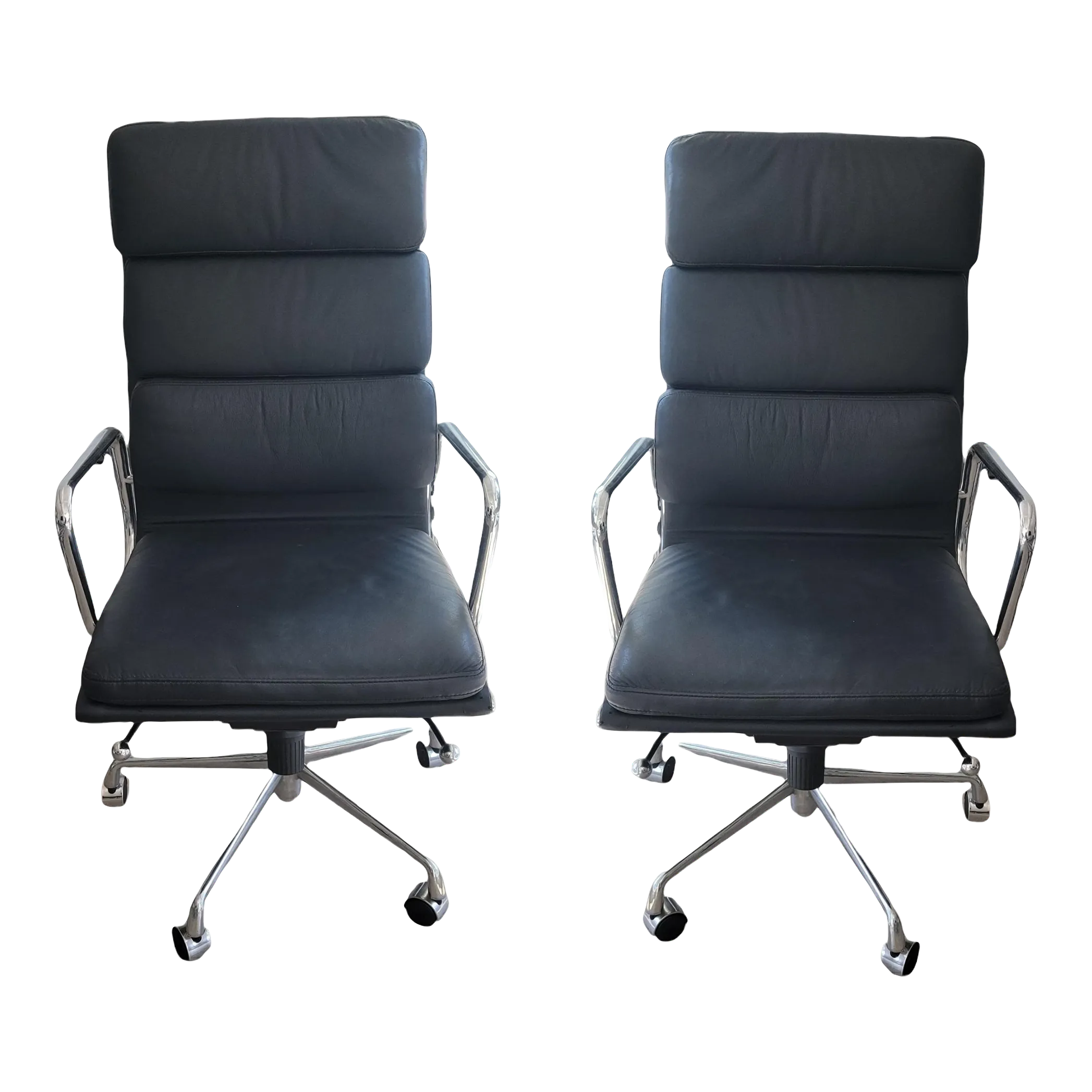 1980s Chrome and Leather Desk Chairs - a Pair | Chairish