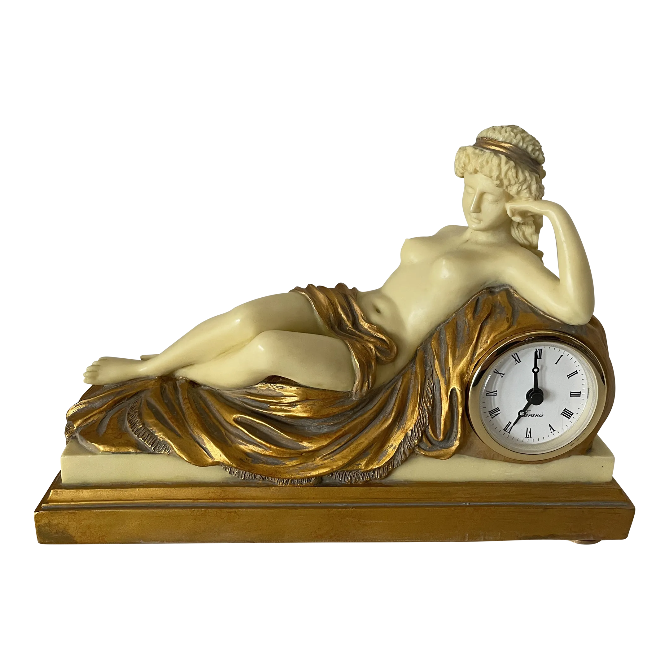 1930s Art Nouveau "Taranis" Nude Sculpture Resin Mantle Clock Marked ...