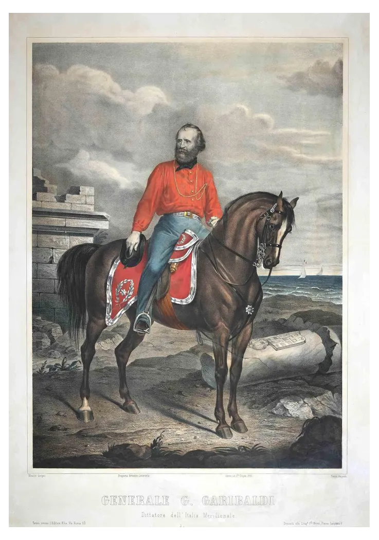 Antonio Masutti, Giuseppe Garibaldi, Lithograph, 1860 | Chairish