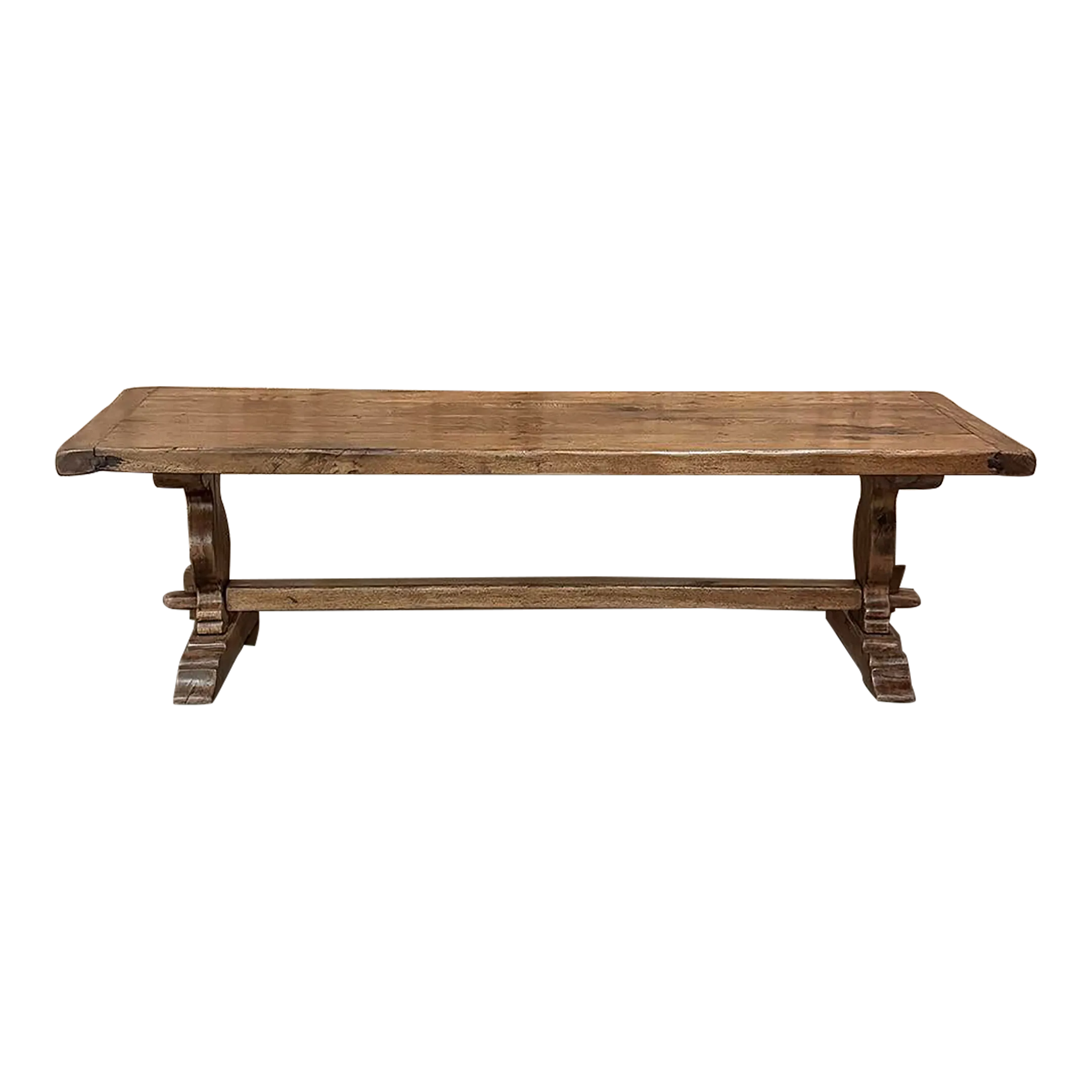 Rustic Antique Dining Table ~ Trestle Table in Solid Oak | Chairish