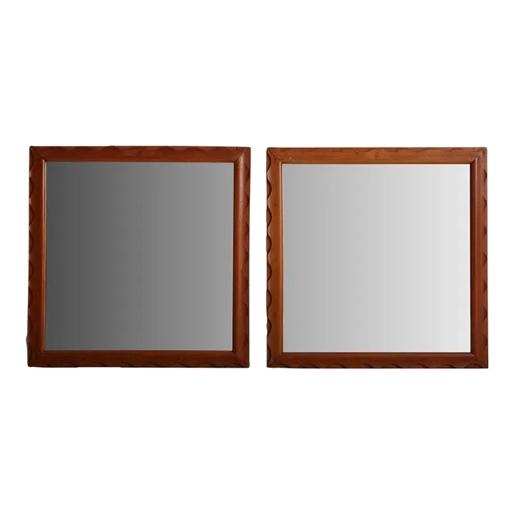 Wood Frame Squiggle Mirror, Italy 1970s | Chairish