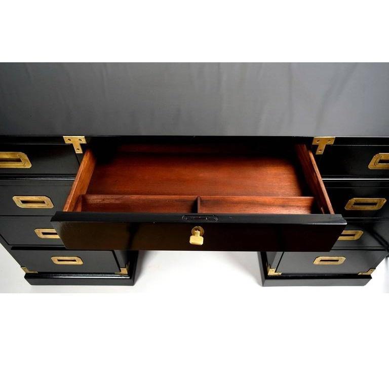 Black Lacquered and Brass Campaign Desk Chairish