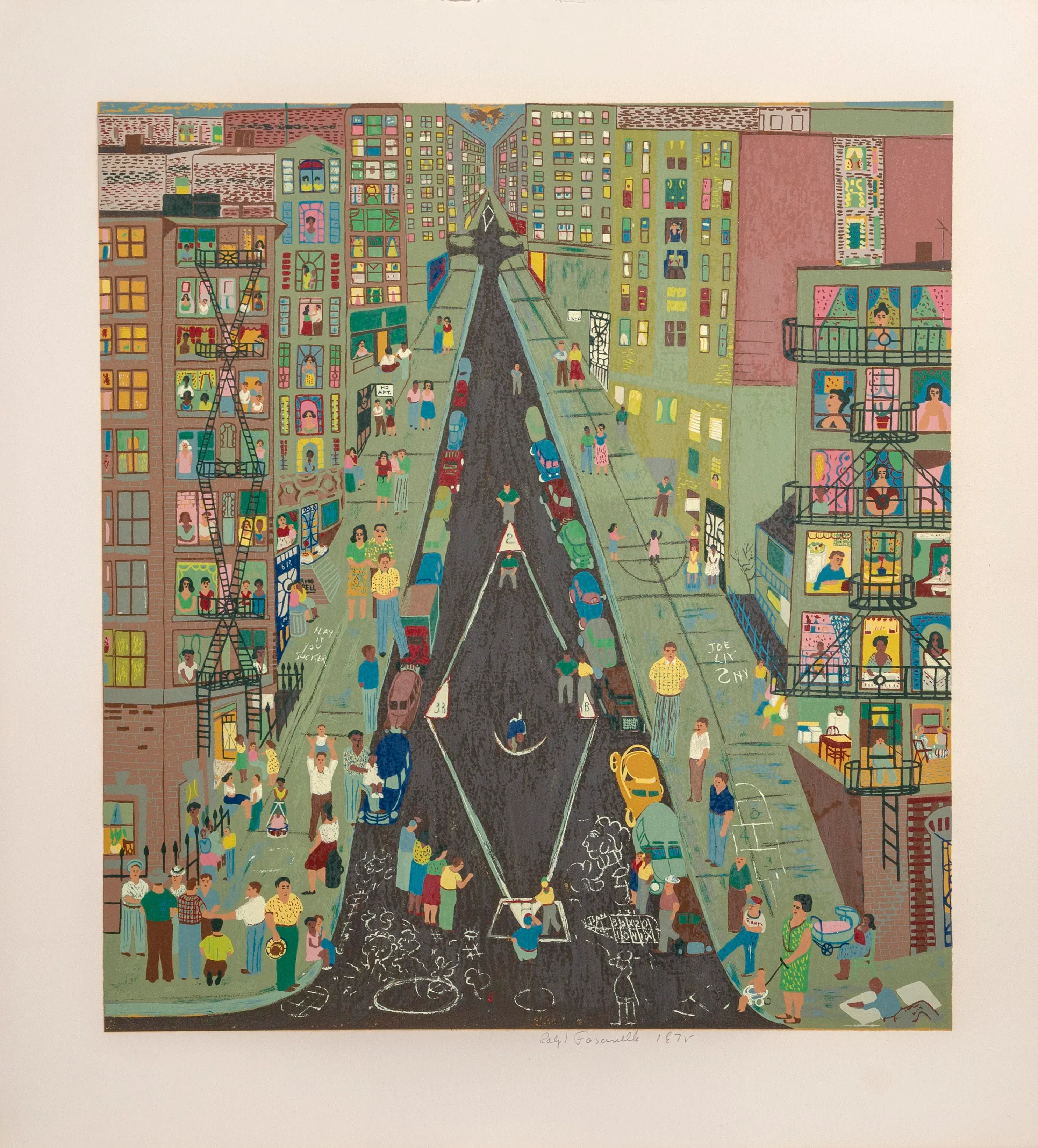 Stickball, Ralph Fasanella Screen Print | Chairish