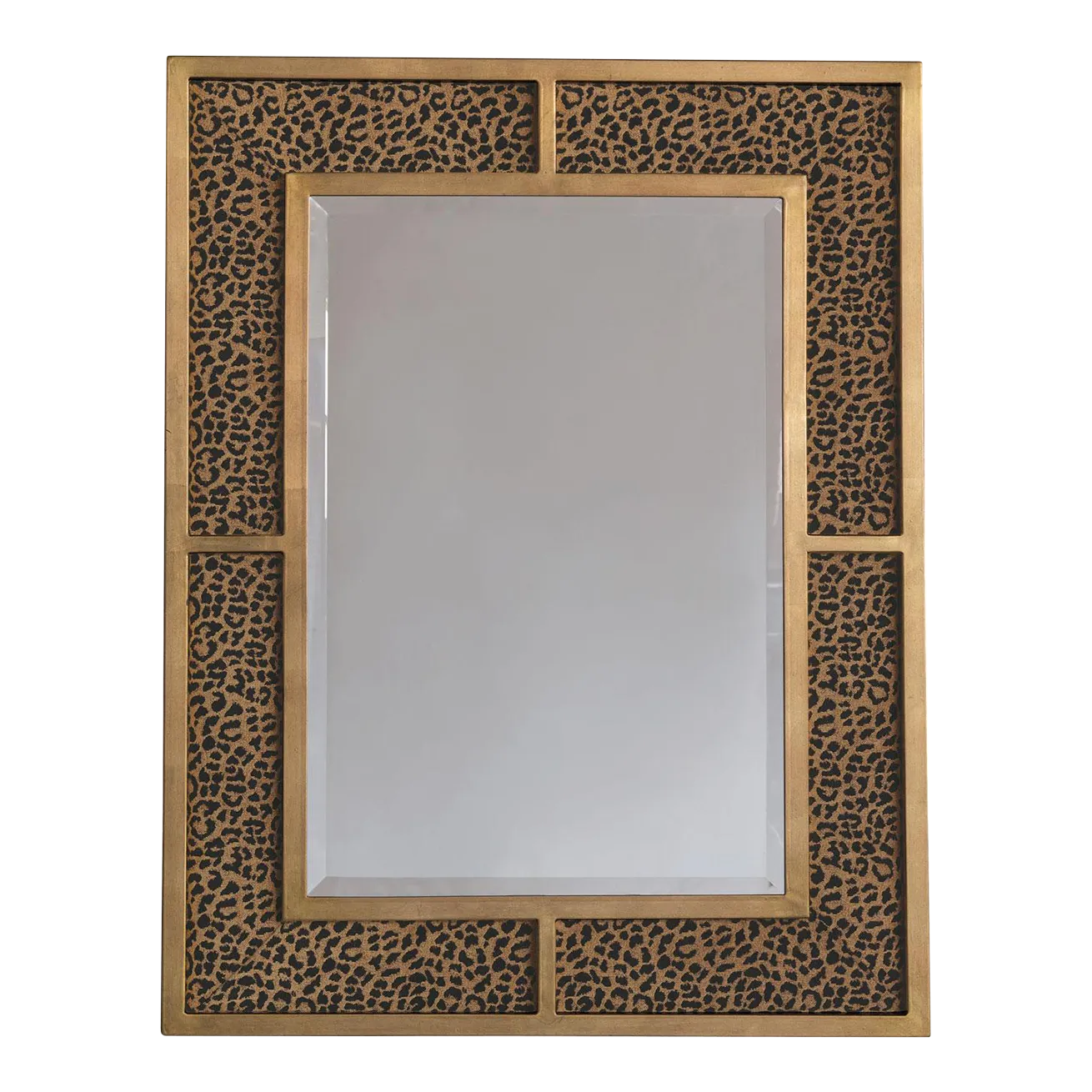 Bedford Gold Mirror with Wild Leopard Fabric | Chairish