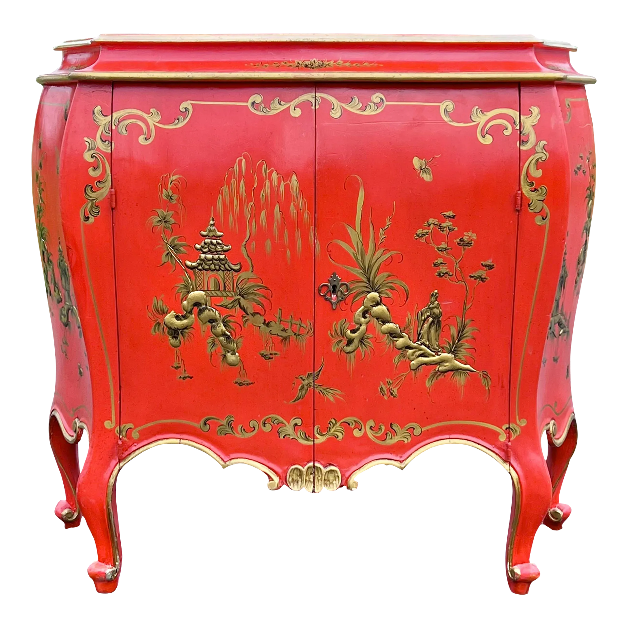 Vermillion Made in Italy Chinoiserie Bombay Cabinet | Chairish
