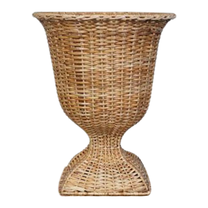 Large Square Wicker Urn | Chairish
