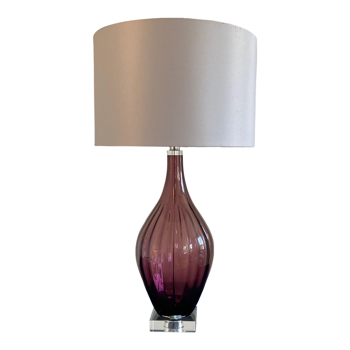 Midcentury Blenko Style Amethyst Purple Glass Table Desk Lamp | Chairish