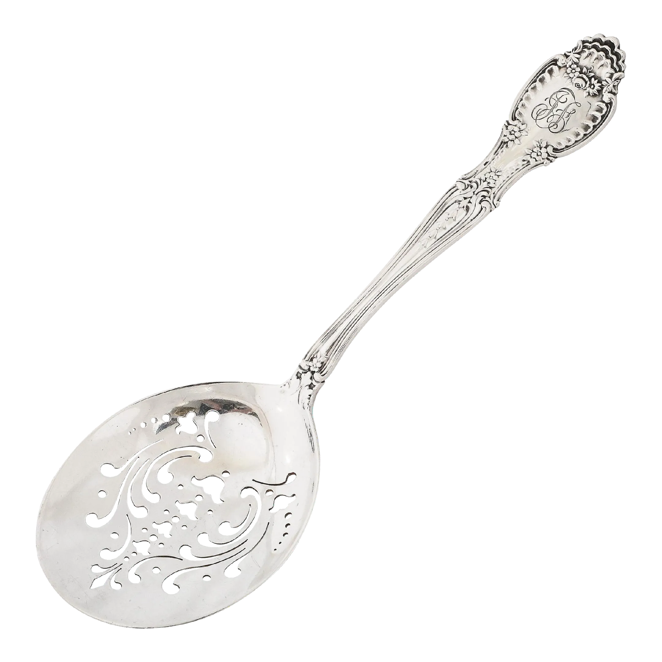 Tiffany and Co. 19th Century Sterling Scalloped Floral Pierced Serving ...