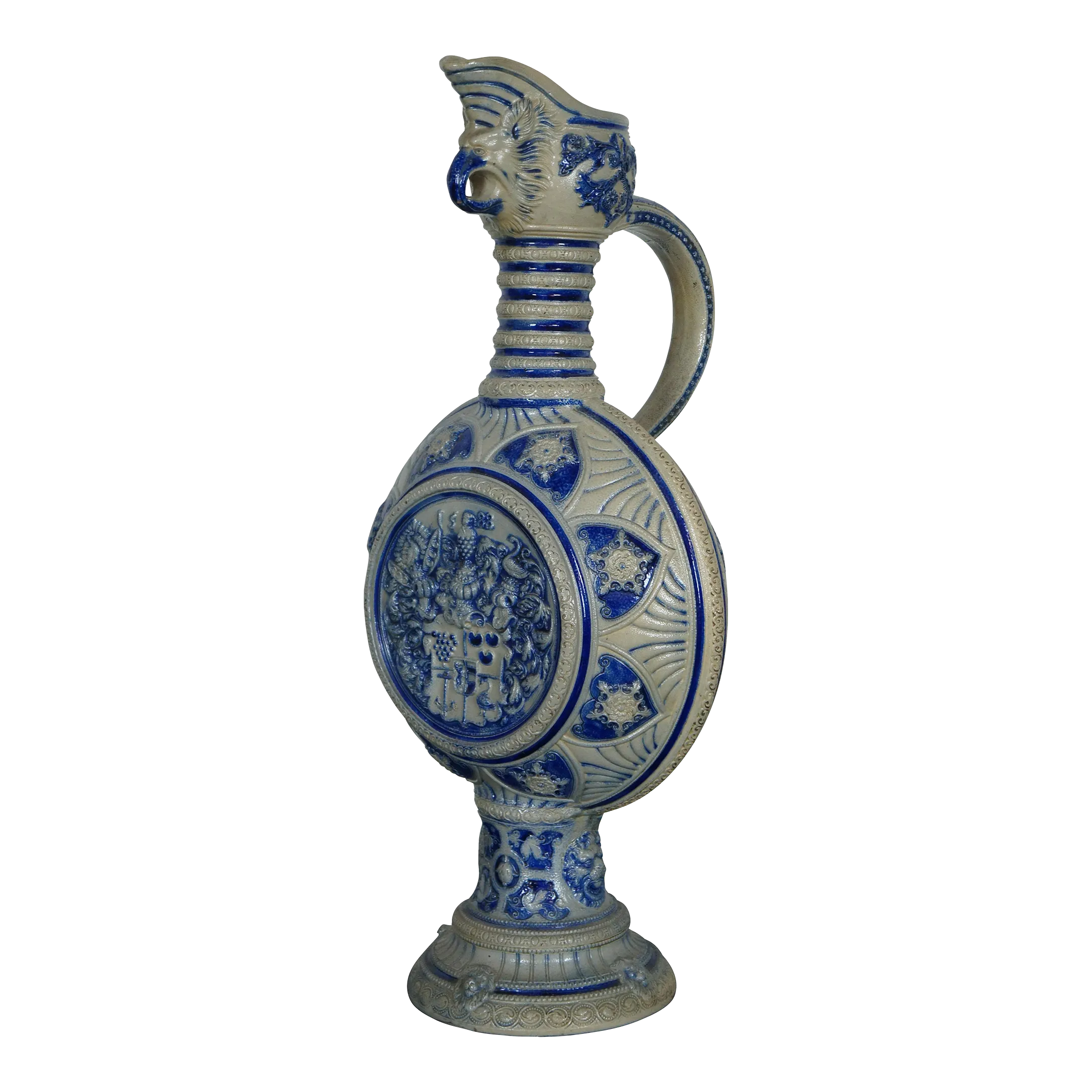 Antique German Westerwald Cobalt Blue Salt Glaze Stoneware Pitcher Jug ...