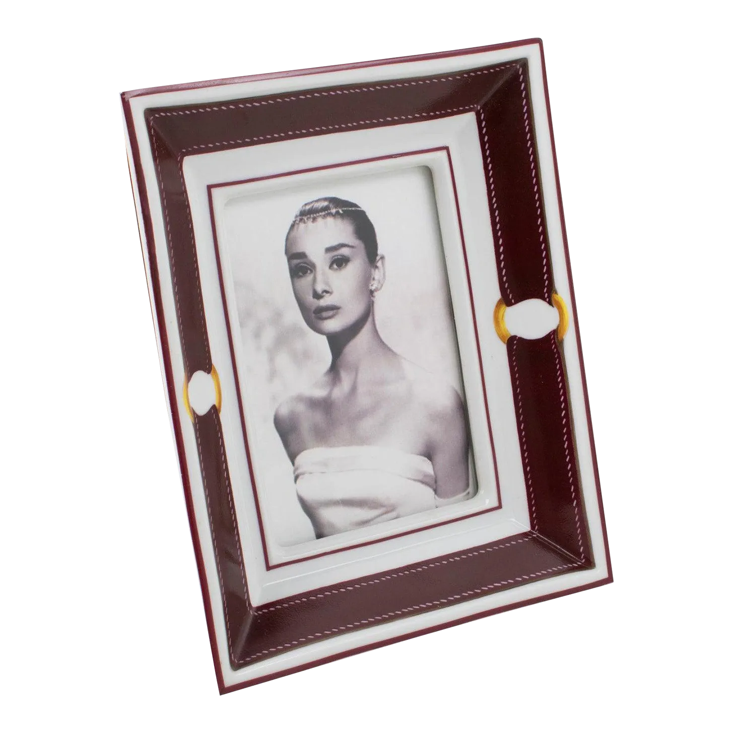 Hermes Paris White and Red Porcelain Picture Frame | Chairish