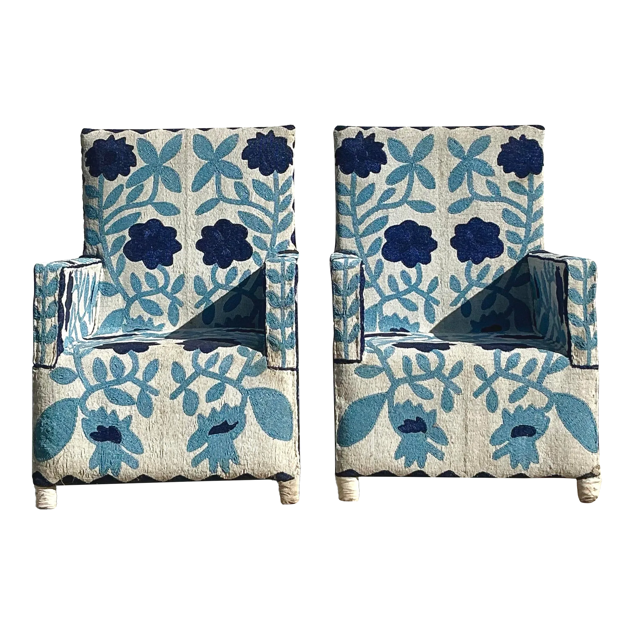 Vintage Boho Hand Beaded Lounge Chairs - a Pair | Chairish