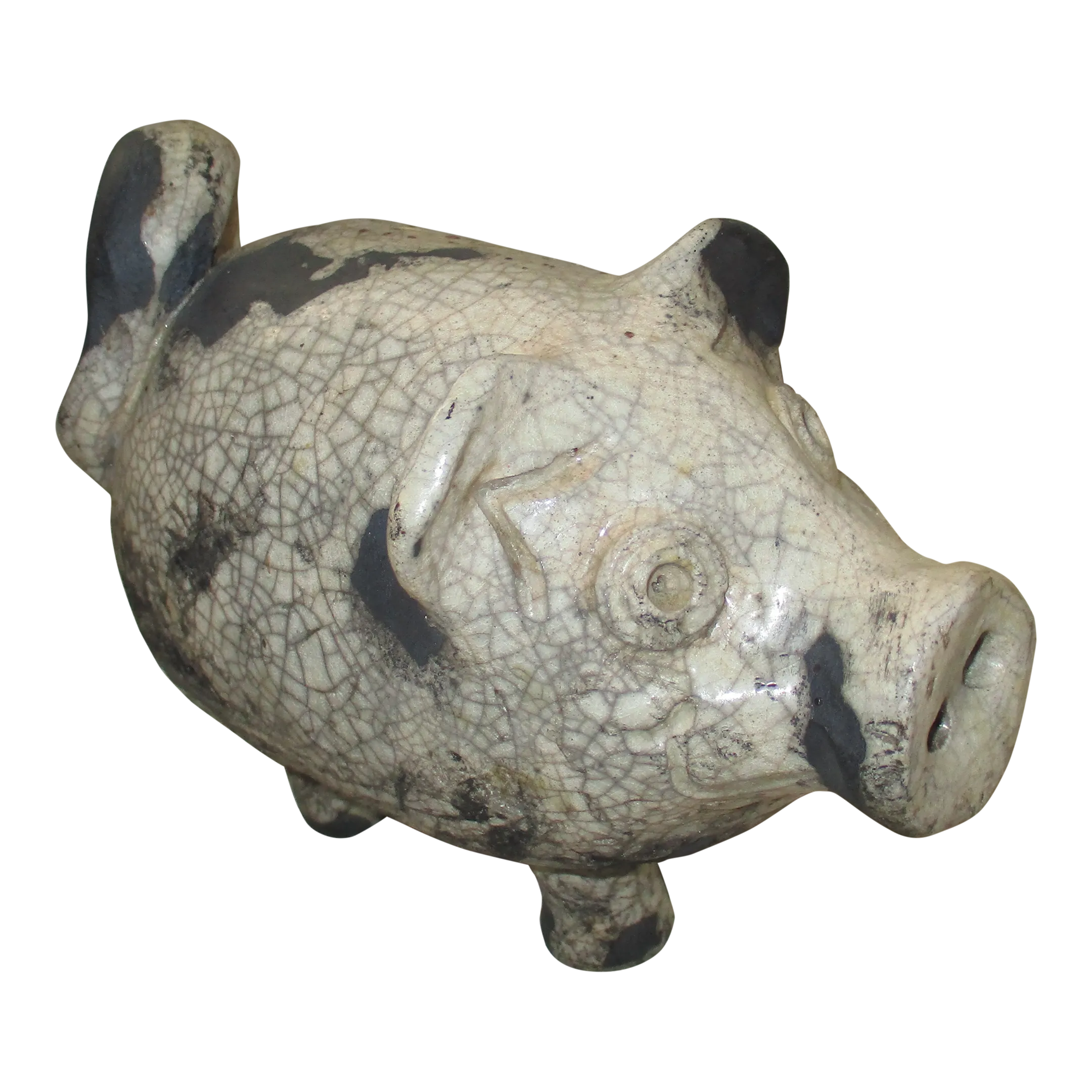 Vintage 1990s Mike Hanning Pottery Berkshire Pig Figurine | Chairish