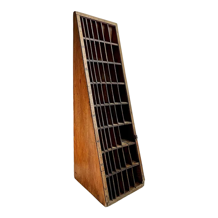 Mid-Century Triangular Wooden Industrial Cubbies | Chairish