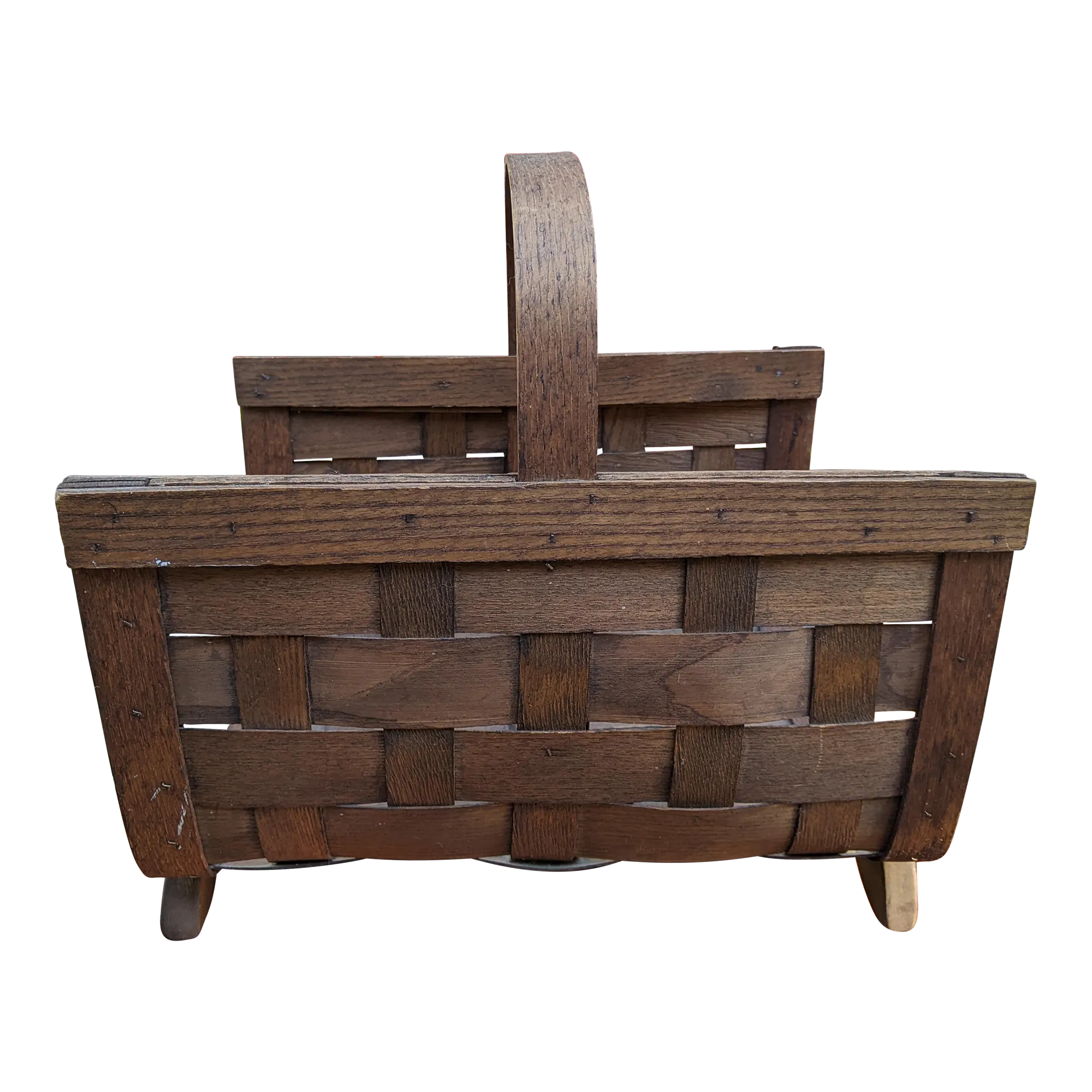 Early 20th Century Antique Split Oak Fireside Basket | Chairish