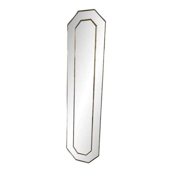 Vintage Postmodern 80s Tall Wall Octagon Mirror Brass 1980s Modern ...