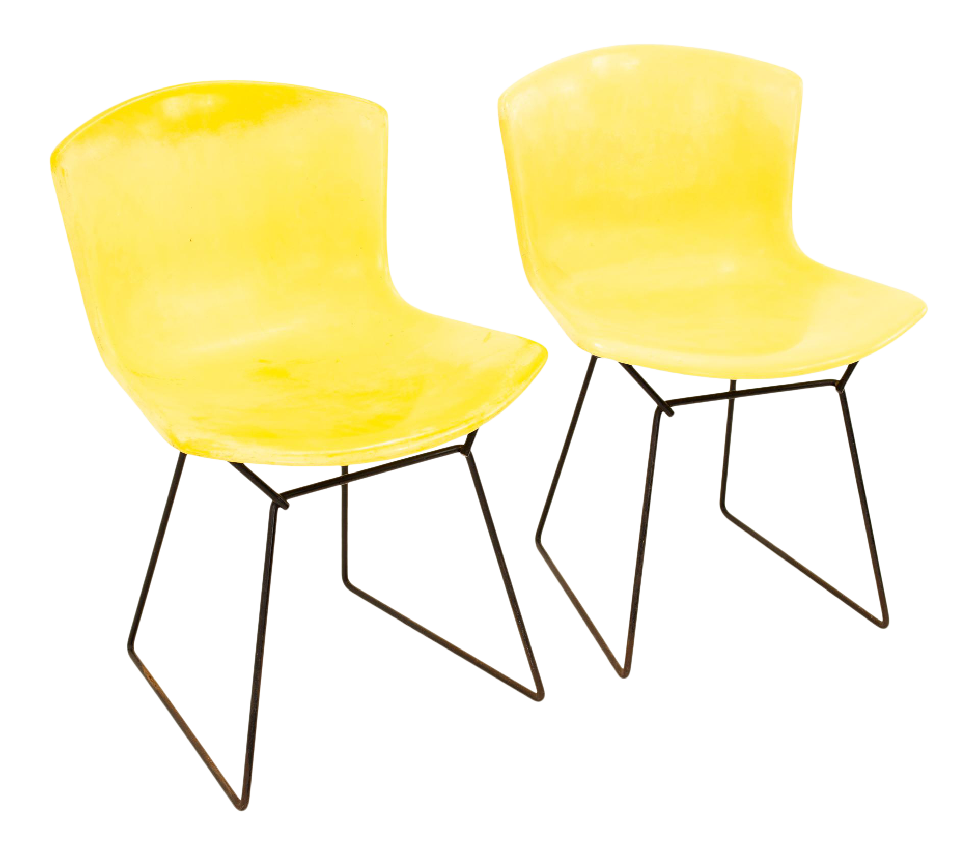 Knoll Mid Century Yellow Fiberglass Side Chair - Pair | Chairish