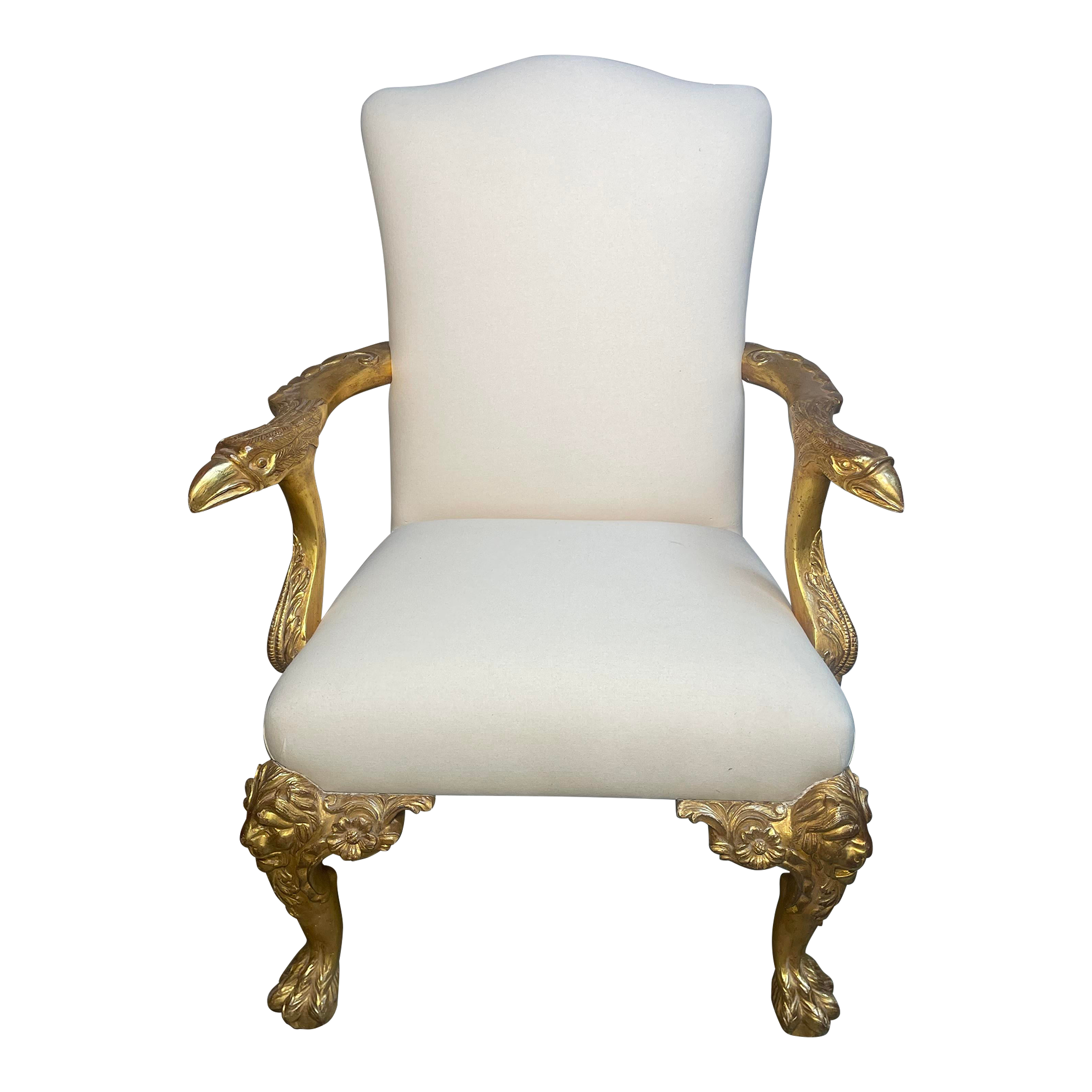 Refurbished Hand Carved Lion and Duck Chair | Chairish