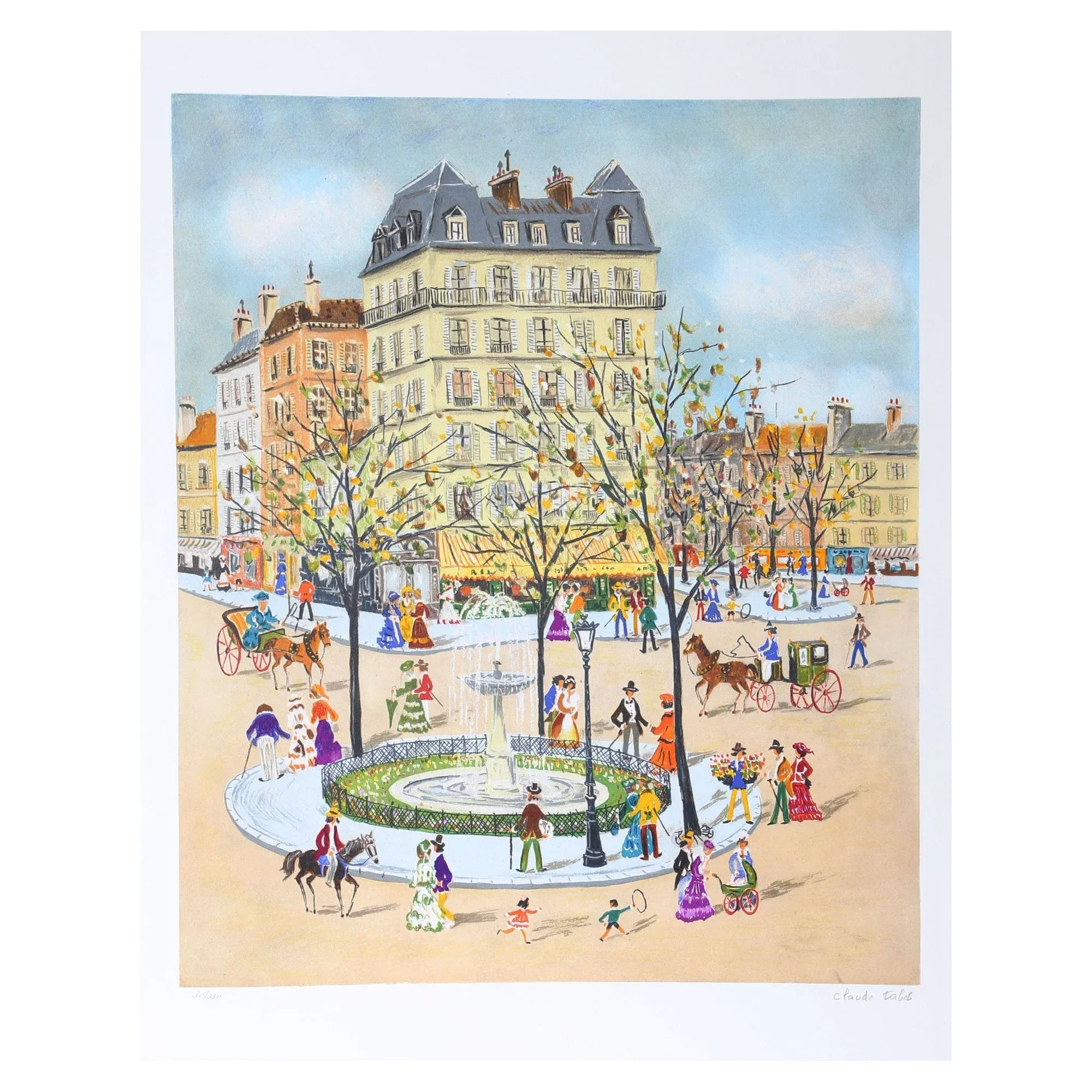 Claude Tabet Fountain Lithograph | Chairish