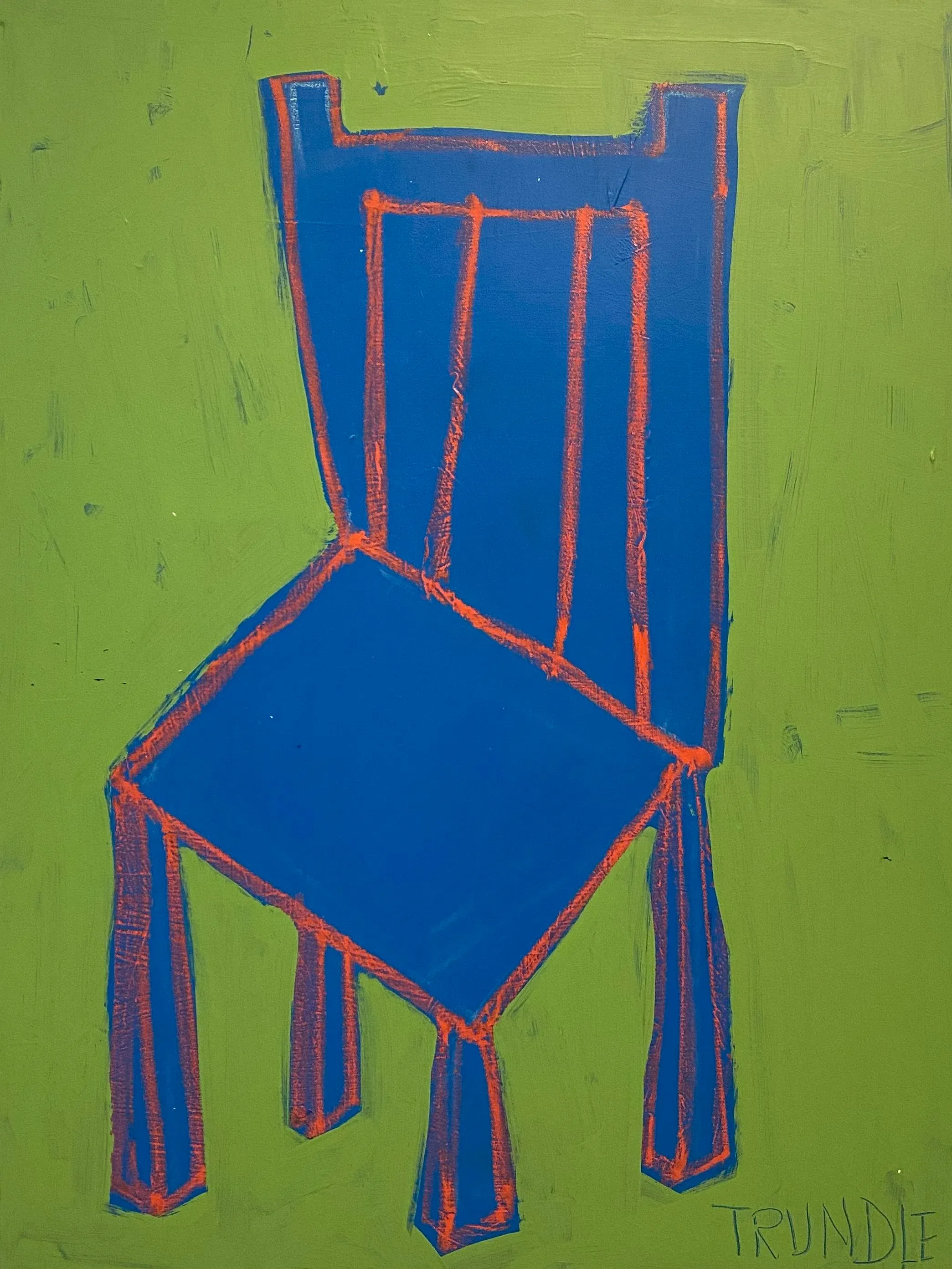 Sarah Trundle, Contemporary Abstract Chair Painting, "A Chair: Blue on ...