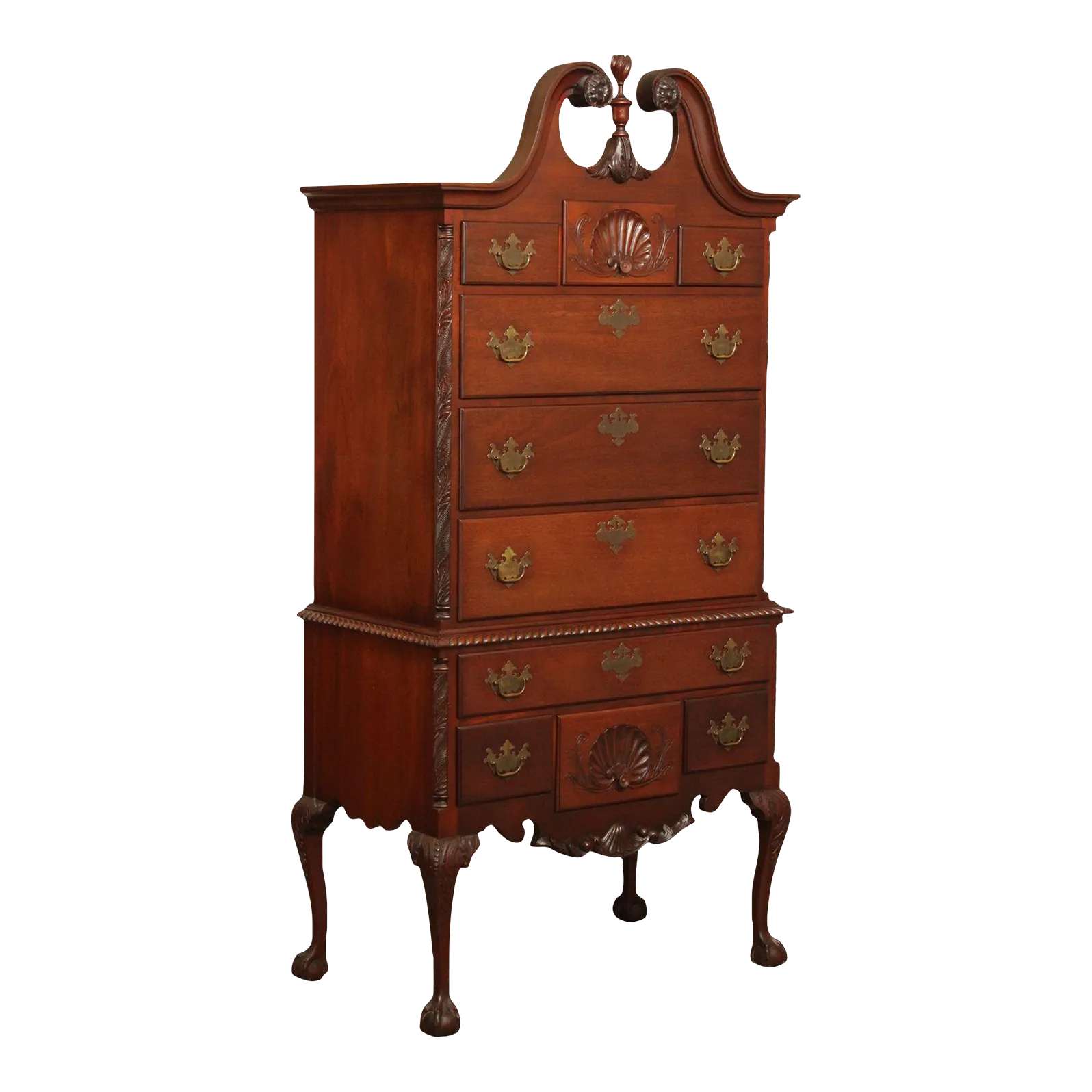 Custom Crafted Philadelphia Chippendale Style Carved Mahogany Highboy ...