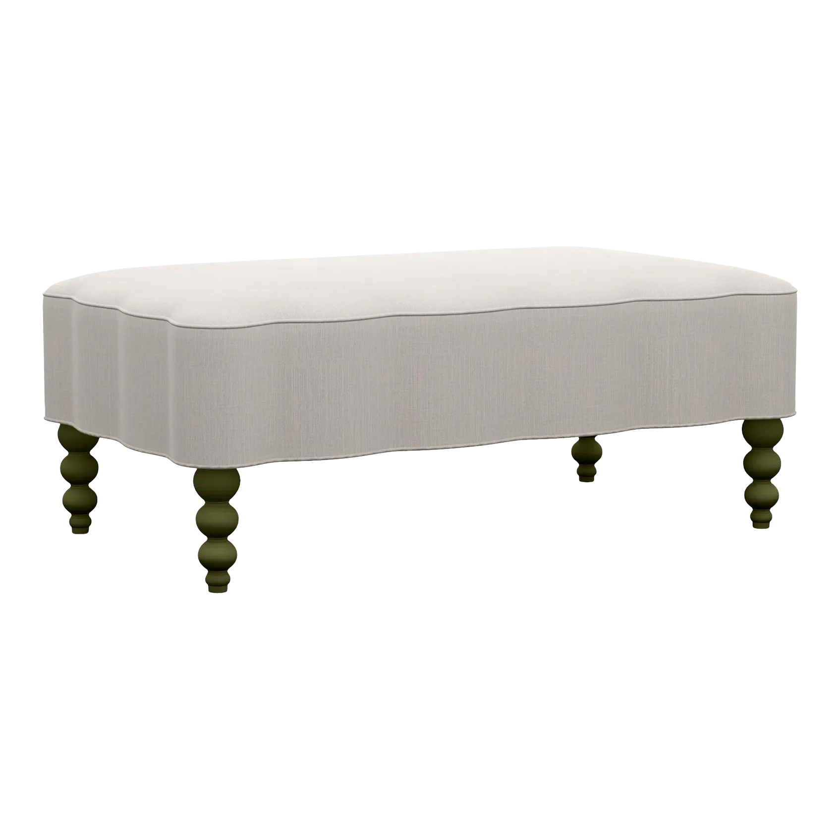 Mirasol Scalloped Ottoman, Crypton Performance Fabric with Olive Legs ...