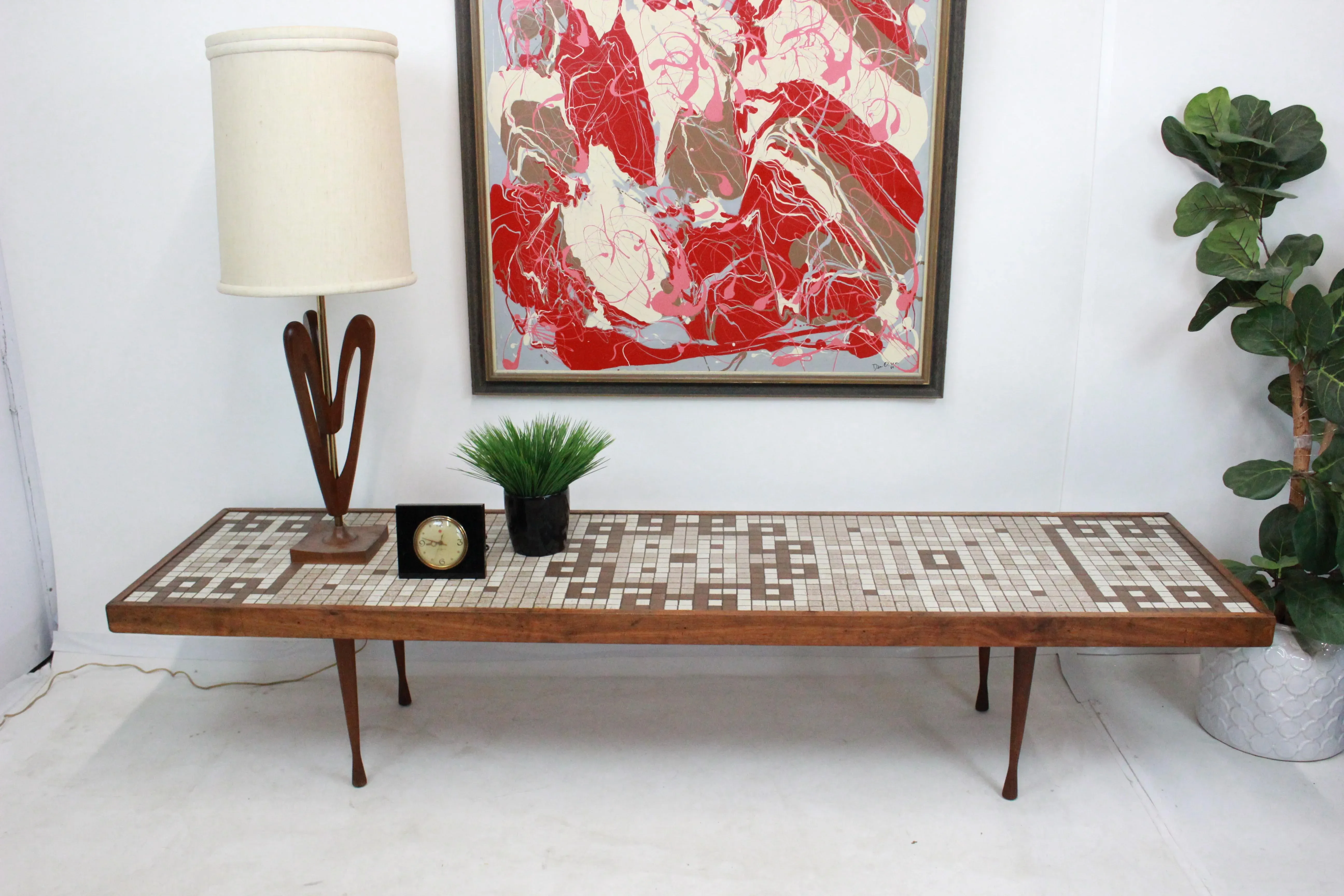 Mid century tile top coffee table store