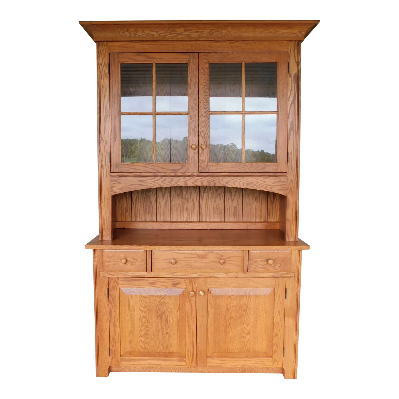 Hunt Country Oak 2 Pc Storage Display Cabinet 82.5"h | Chairish