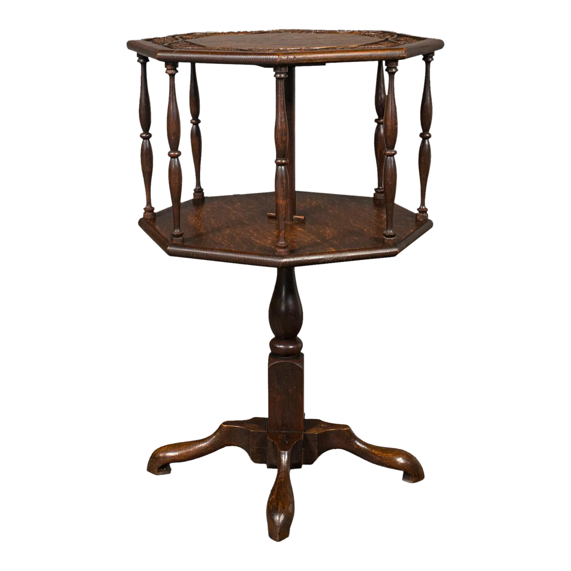 1890s Antique Victorian Oak Octagonal Occasional Table | Chairish