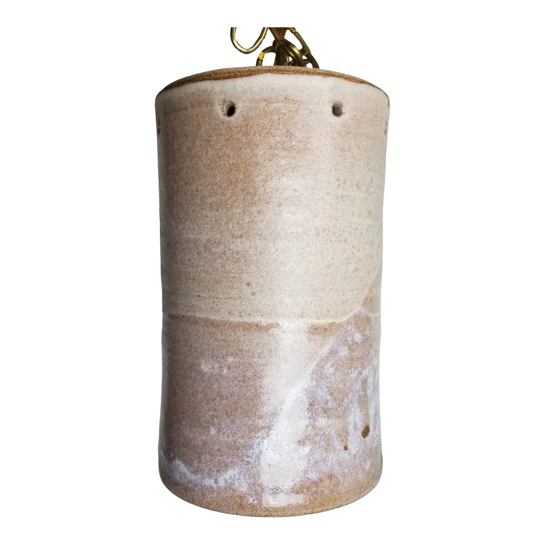 1970s Ceramic Pendant Light Fixture by Flynn Sochon With Brass Chain ...