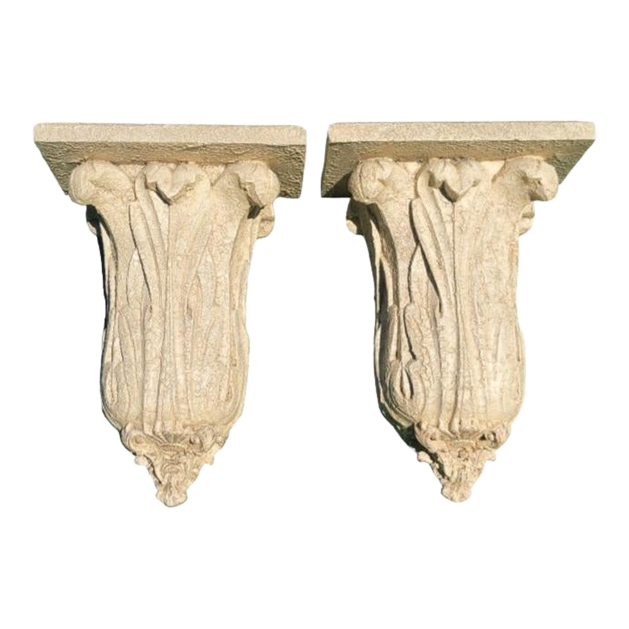 Large Faux Stone Carved Architectural Decorative Wall Brackets Sconce ...