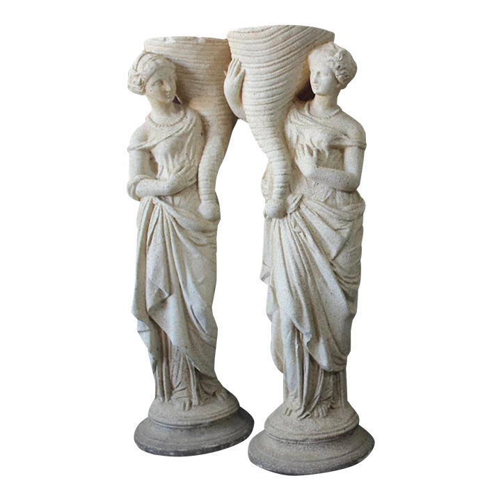 1920s Stone Goddess Statues - Set of 2 | Chairish