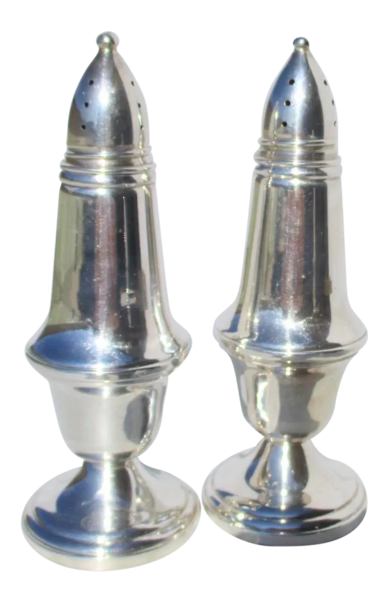Crown Silver Salt and Pepper Set - a Pair | Chairish