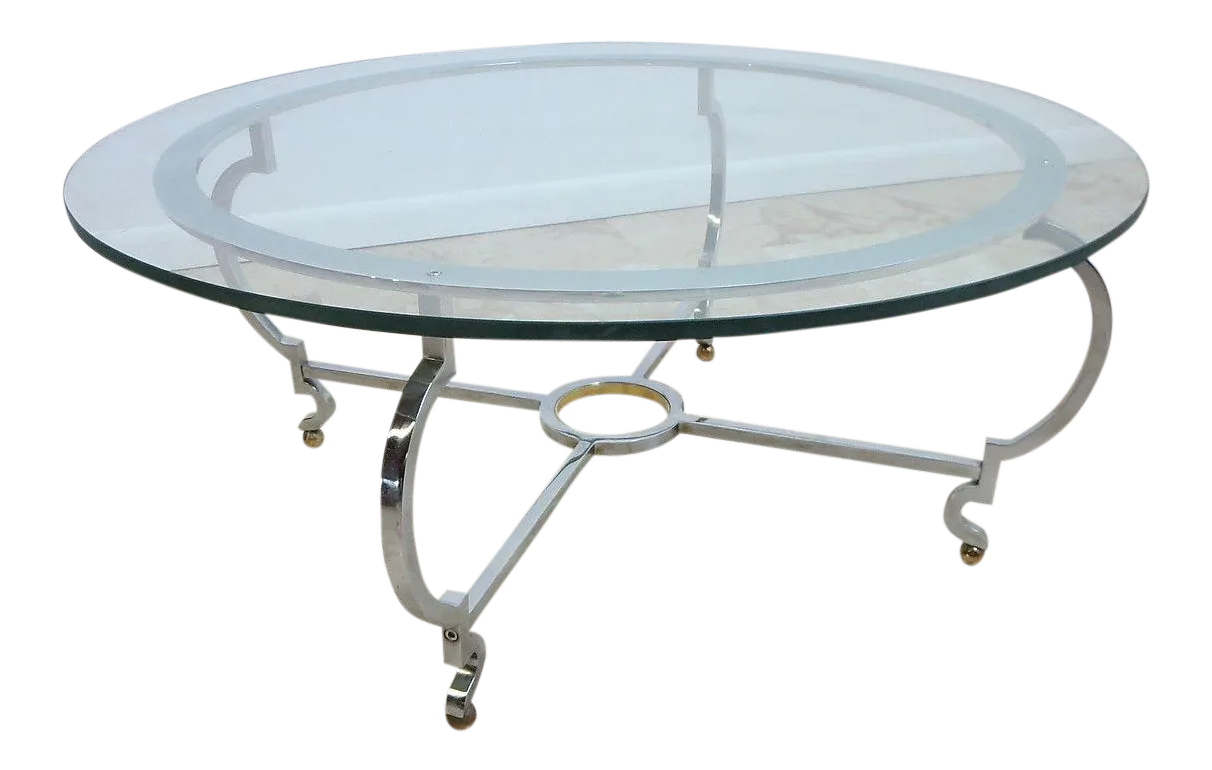 John Stuart Chrome & Steel Round Coffee Table | Chairish