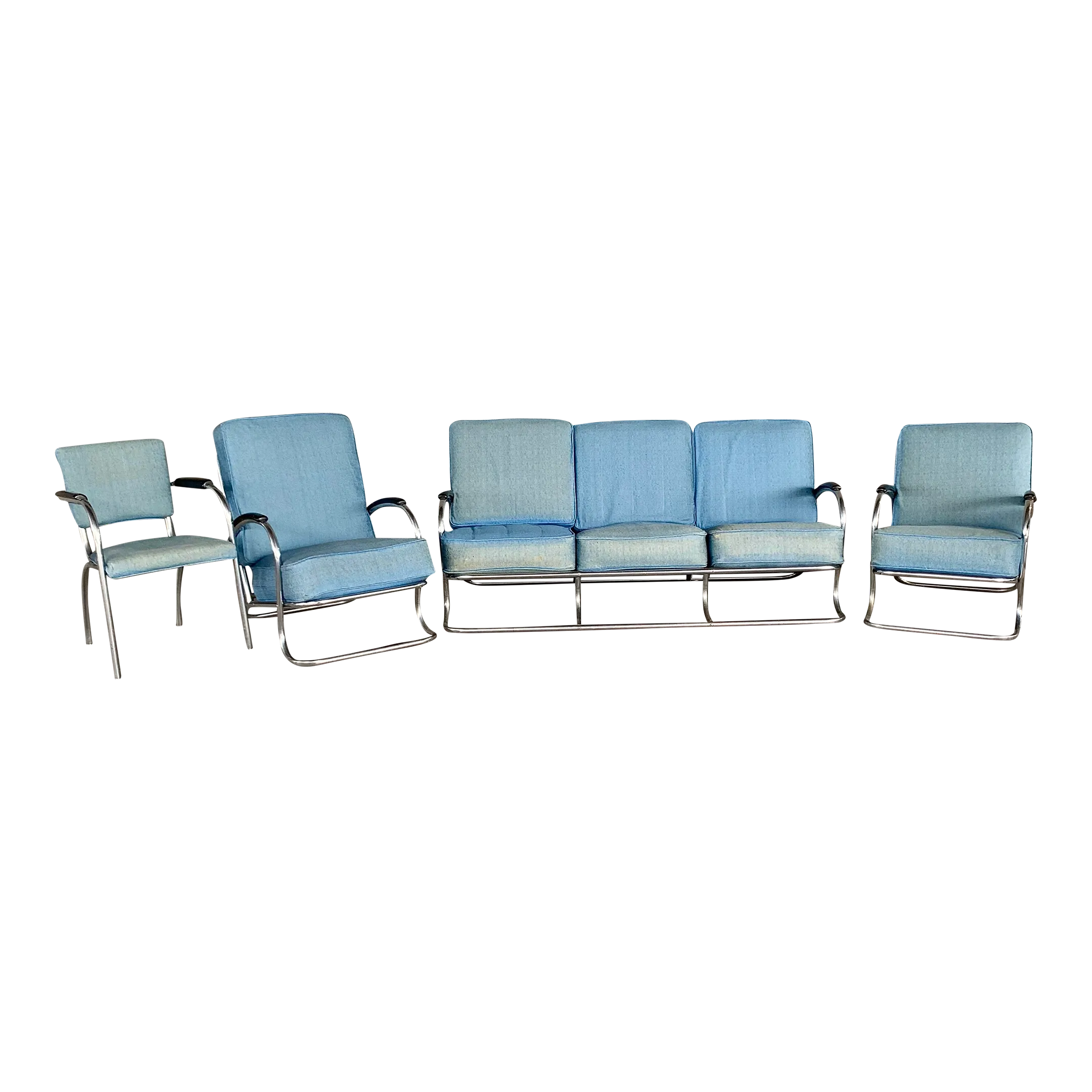 Rare Kem Weber Art Deco Tubular Chrome Furniture Set-Set of 6 | Chairish