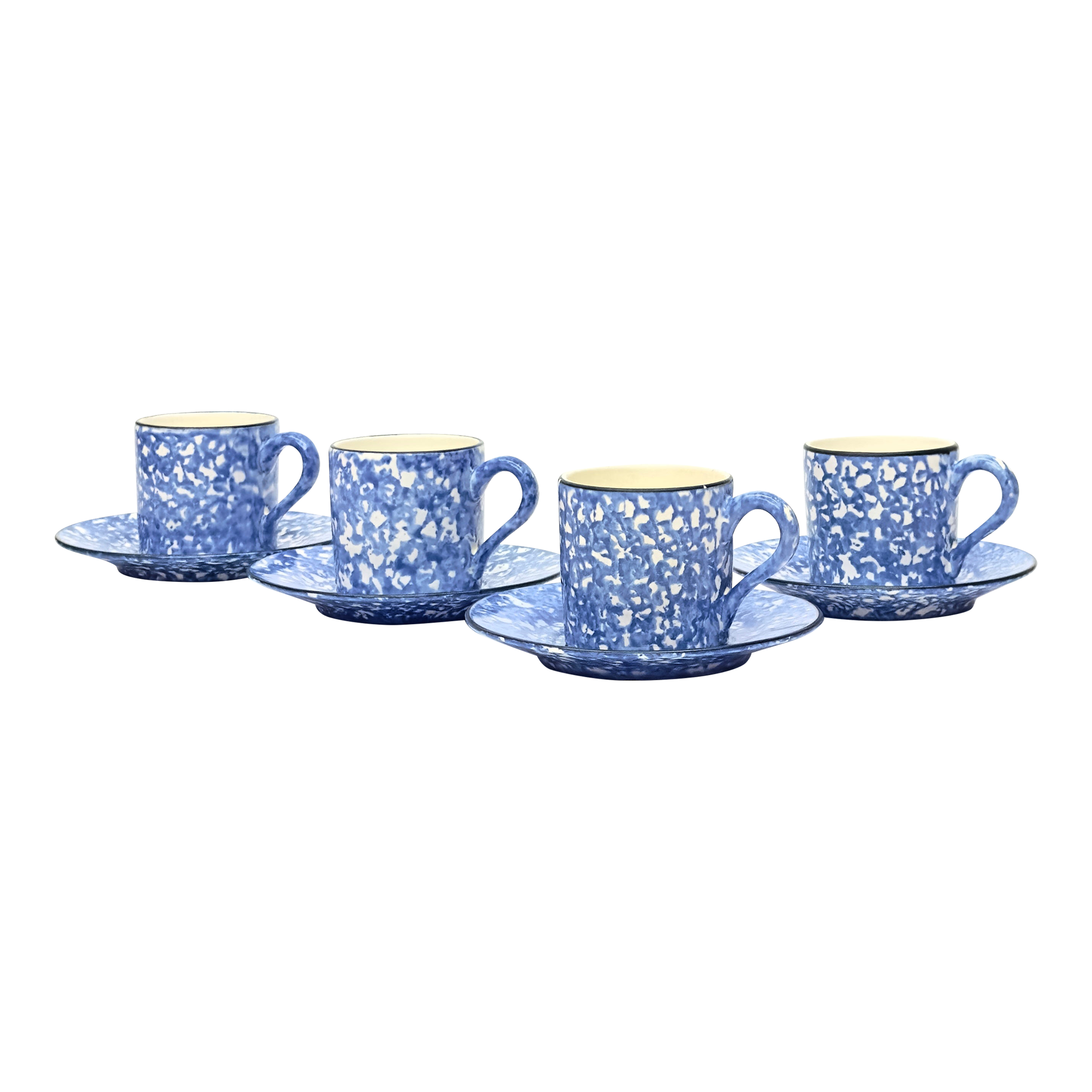 Mid-Century Stangl Town & Country Spongeware Cups & Saucers - Set of 4 ...