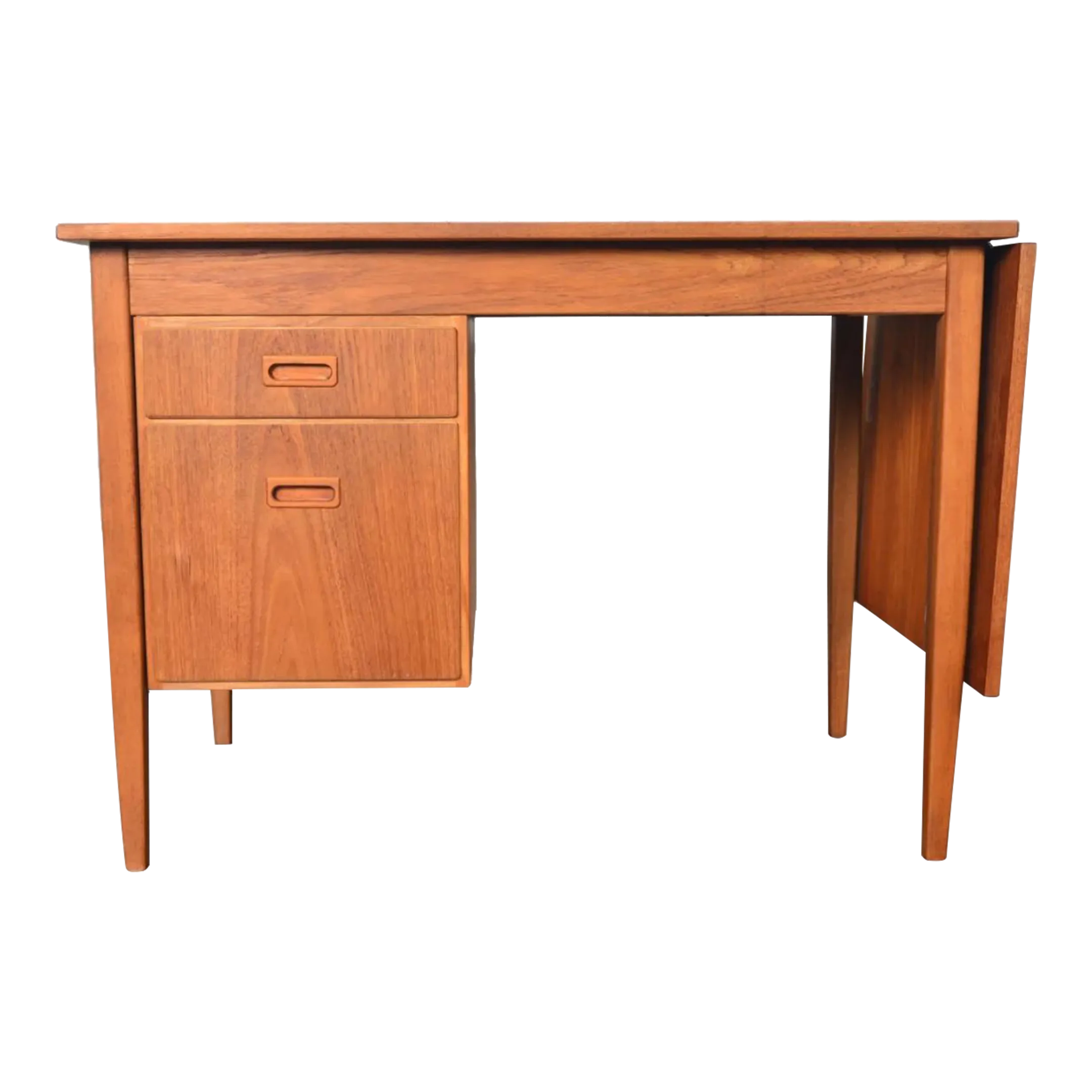 Swedish Modern Drop Leaf Desk With Movable Case in Teak + Beech | Chairish