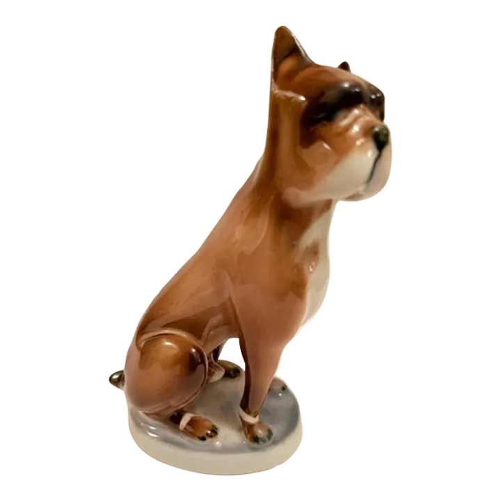 1960s Zsolnay Boxer Dog Figurine | Chairish