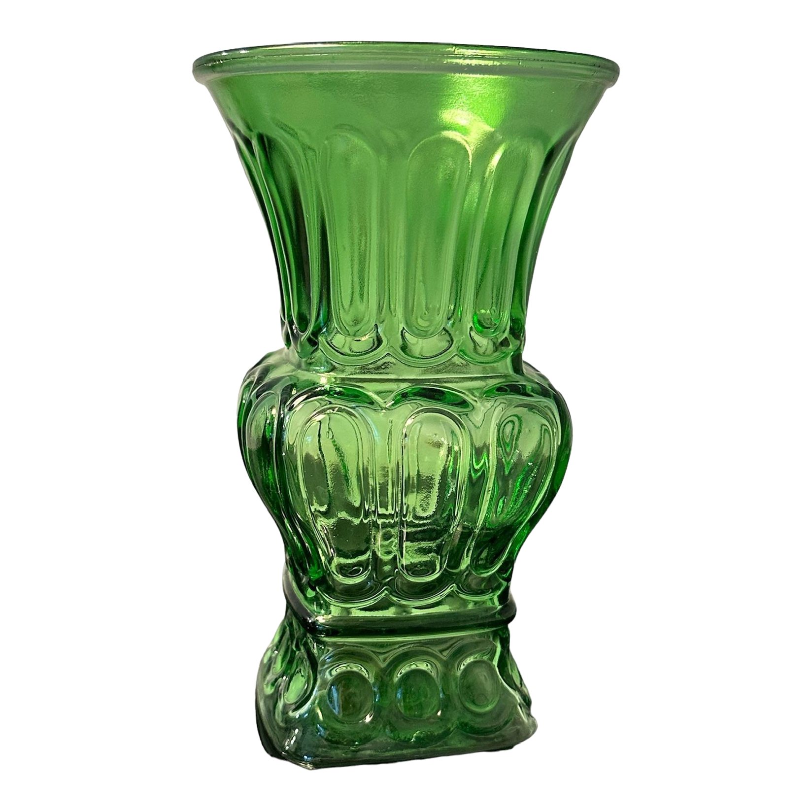 Vintage Art Deco Grecian Roman Green Glass Vase | Chairish