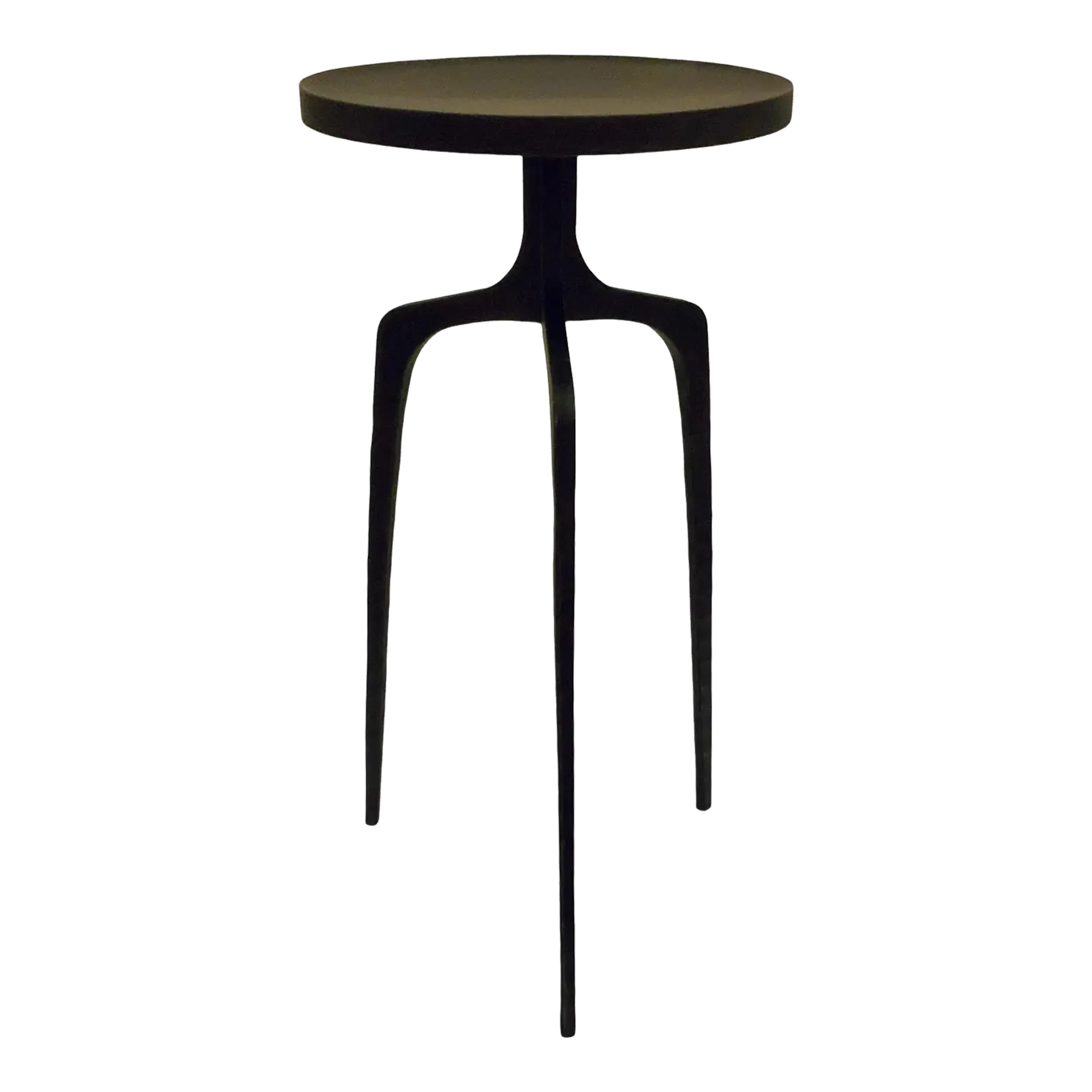 Industrial Modern Tall Hammered Iron Tripod Accent Table | Chairish