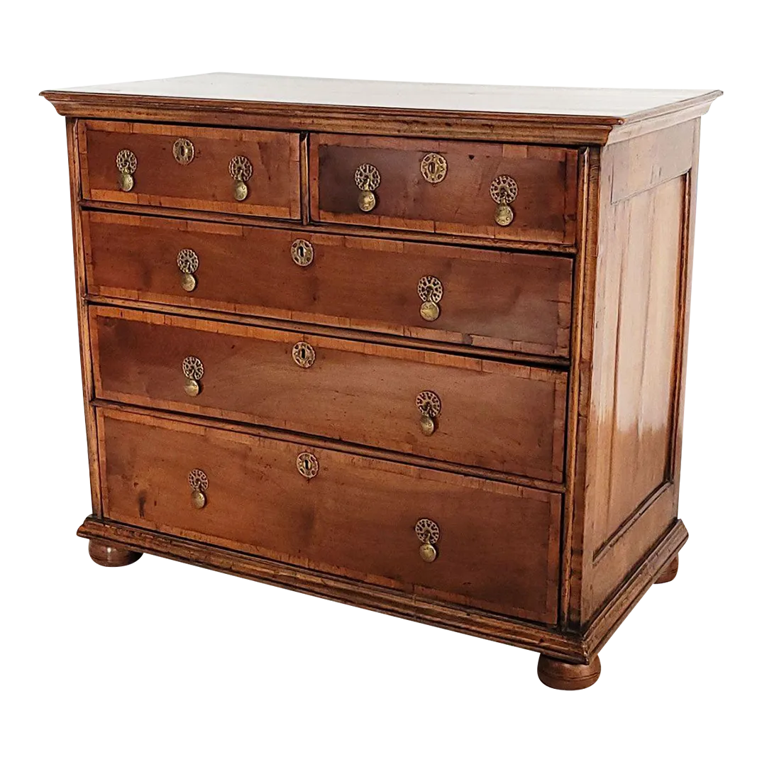 Queen Anne Walnut and Burl Walnut Chest of Drawers, England Circa 1710 ...