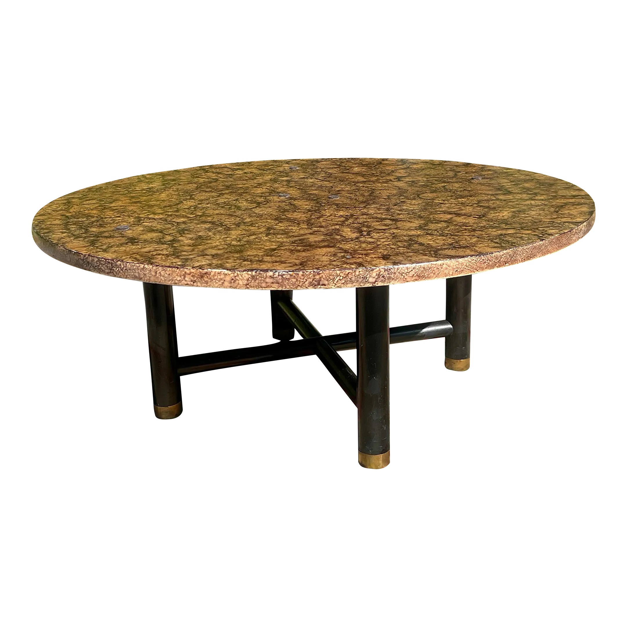 1970’s Henredon Faux Tortoise Shell Round Coffee Table | Chairish